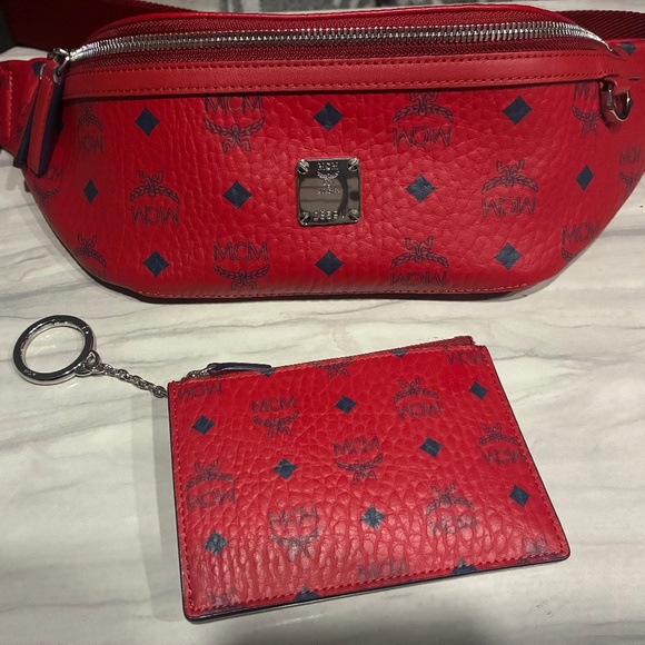 MCM | Bags | Authentic Mcm Visetos Coated Zip Coin Purse With ...